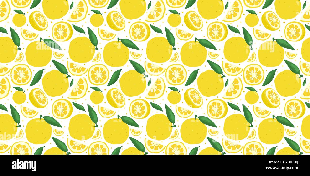 Yuzu japanese citron fruit seamless pattern vector illustration ...