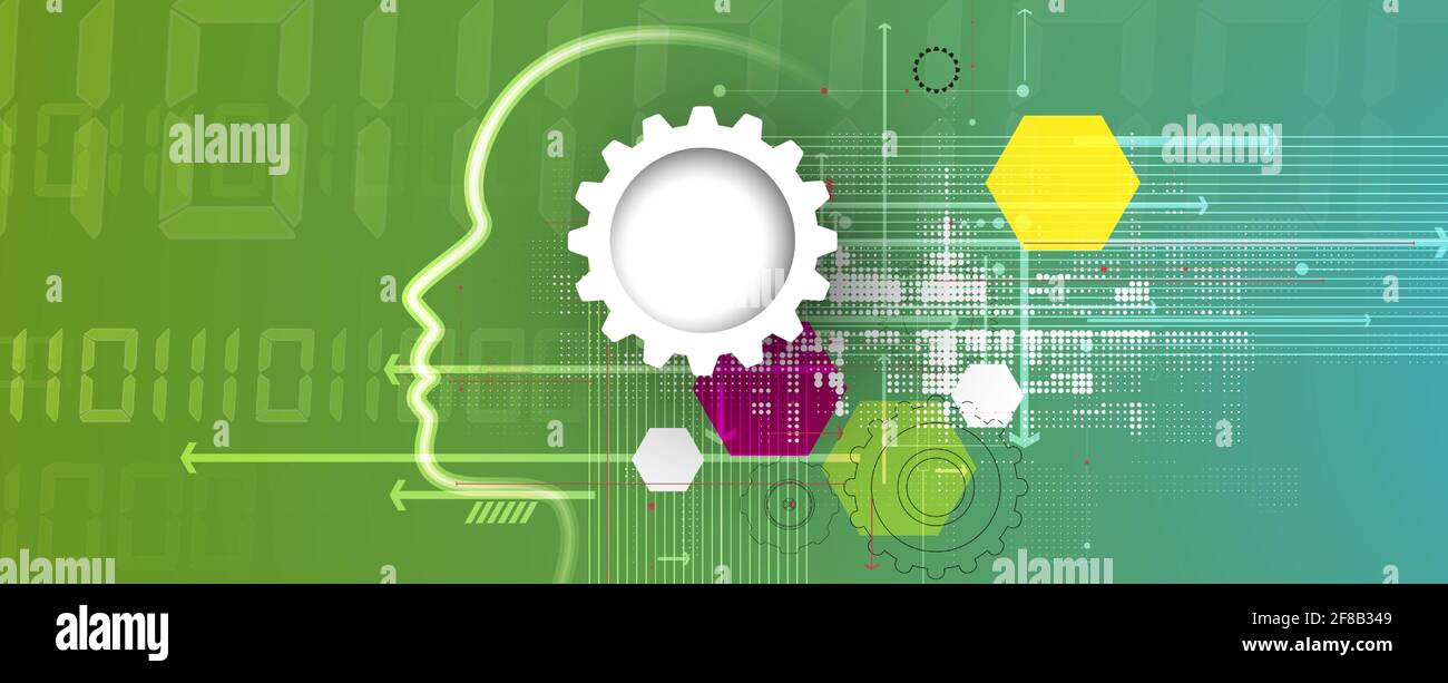 Abstract Artificial intelligence. Cloud computing. Machine learning. Technology web background ...