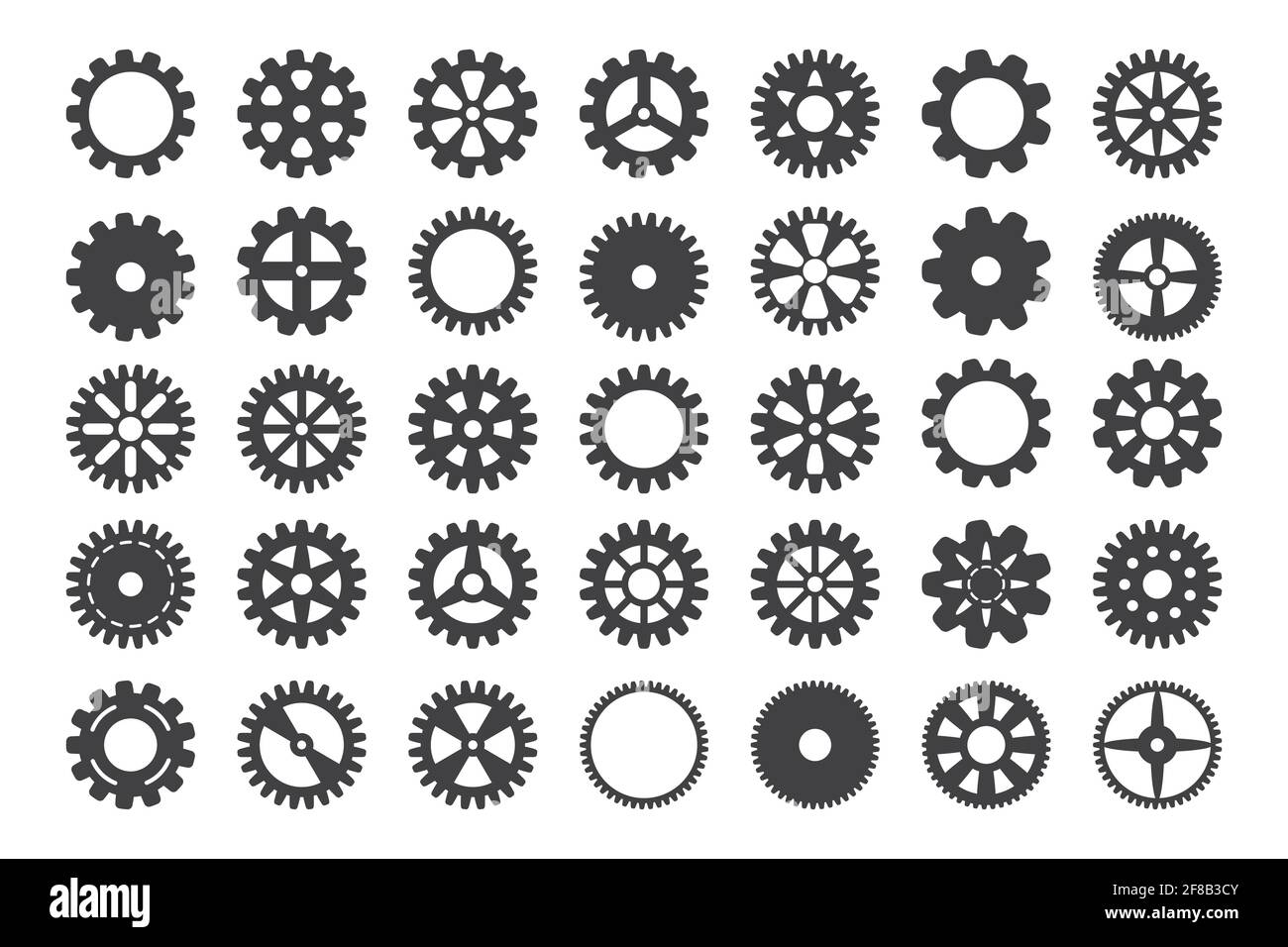Gear icon set. Vector transmission cog wheels and gears isolated on ...