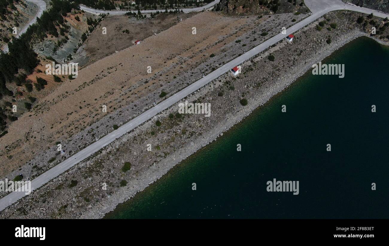 Lake Aoos, aerial drone view, Epirus, Greece Stock Photo - Alamy