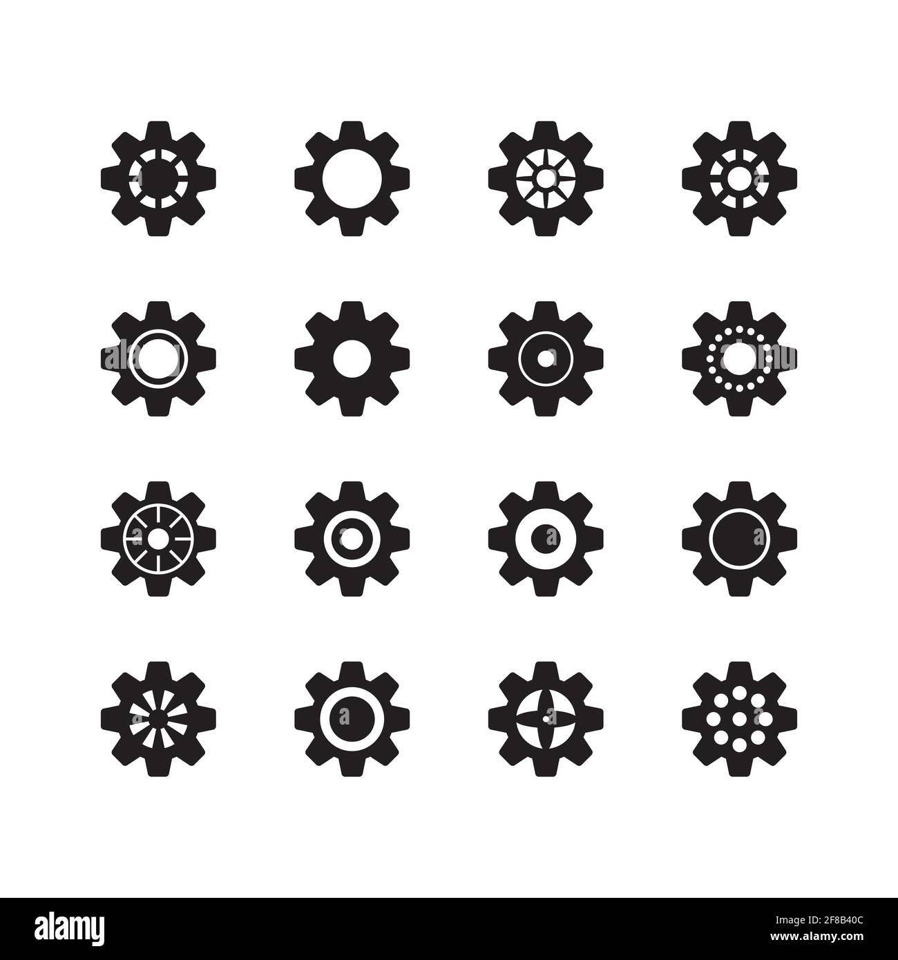 Gear icon set. Vector transmission cog wheels and gears isolated on ...