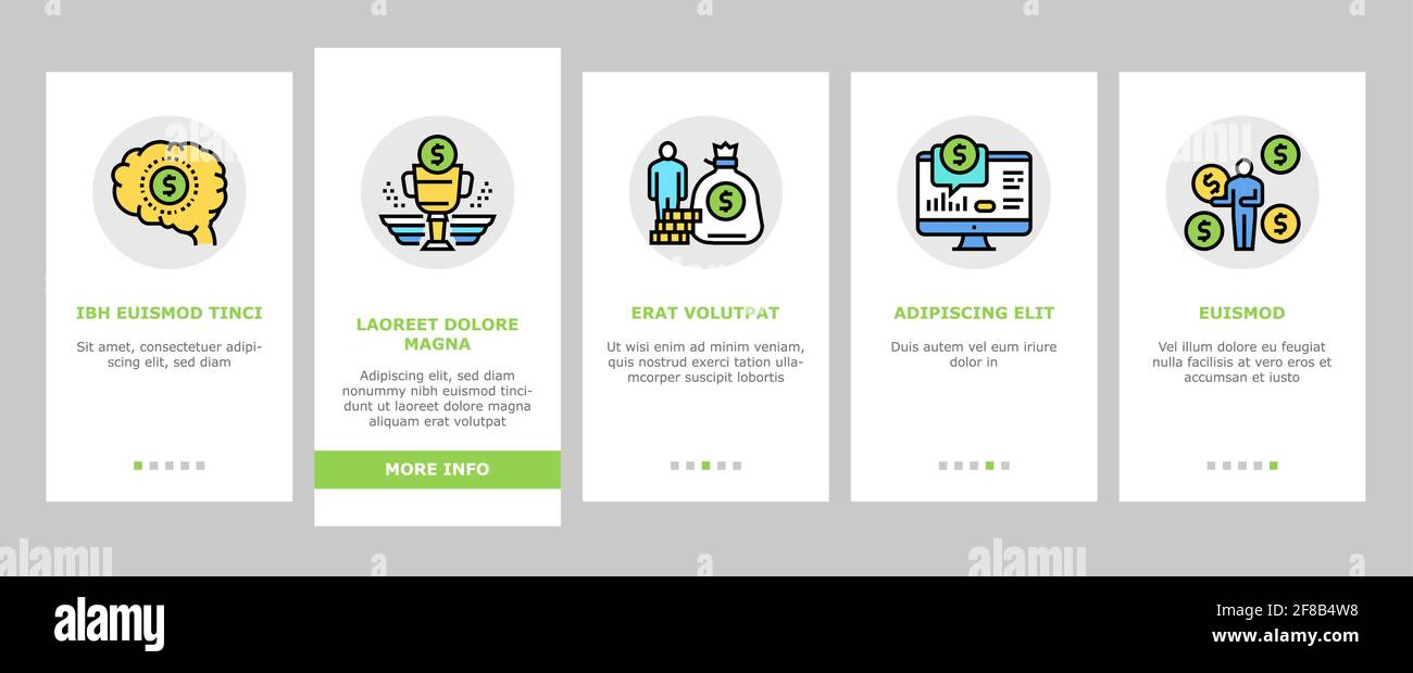 Financial Education Onboarding Icons Set Vector Stock Vector Image ...