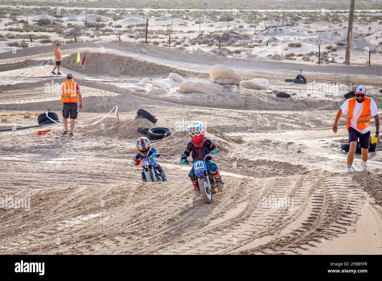 DUBAI, UNITED ARAB EMIRATES - Mar 20, 2021: junior motocross riders and ...