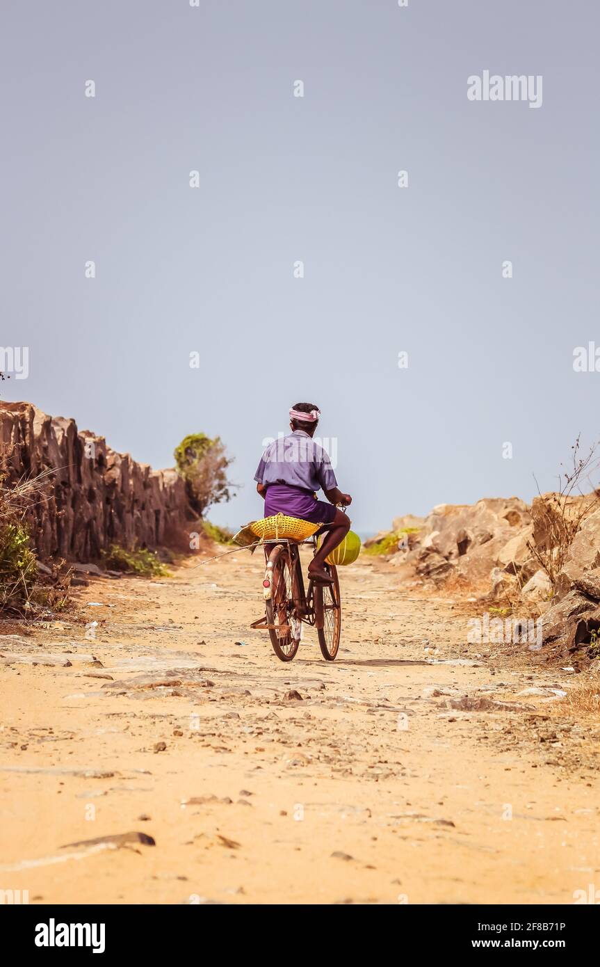 Man Riding Cycle Village Life Stock Photo - Alamy