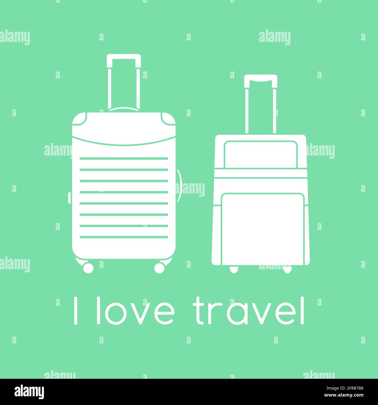 Vector illustration Suitcases isolated on color background. I love ...