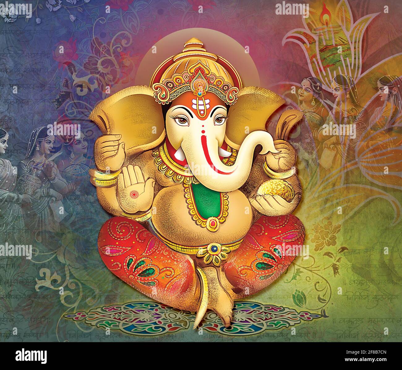 High-Resolution Indian Gods Lord Ganesha Digital Painting Stock Photo ...