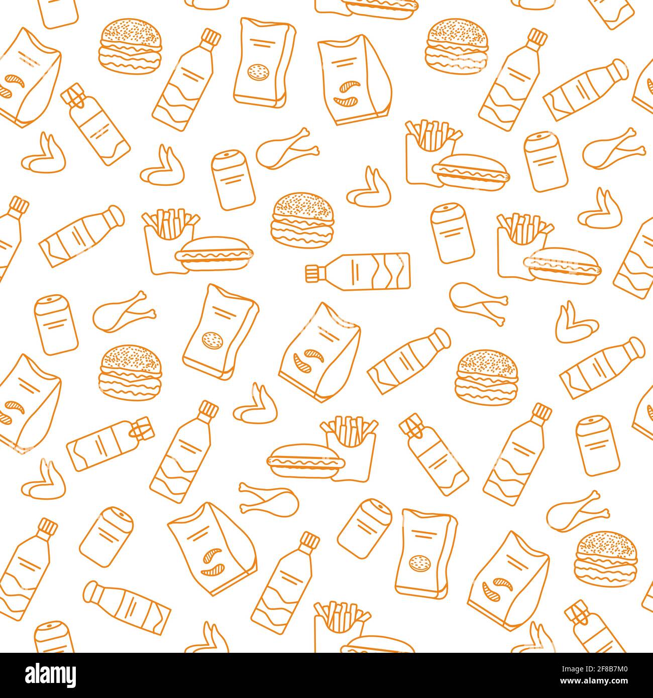 Vector Food Seamless pattern Illustration Cooking Fast food Snack ...