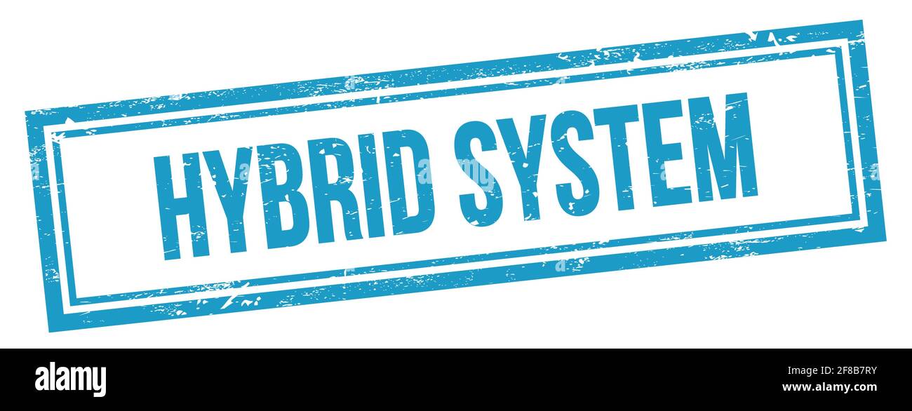 HYBRID SYSTEM text on blue grungy vintage rectangle stamp Stock Photo ...