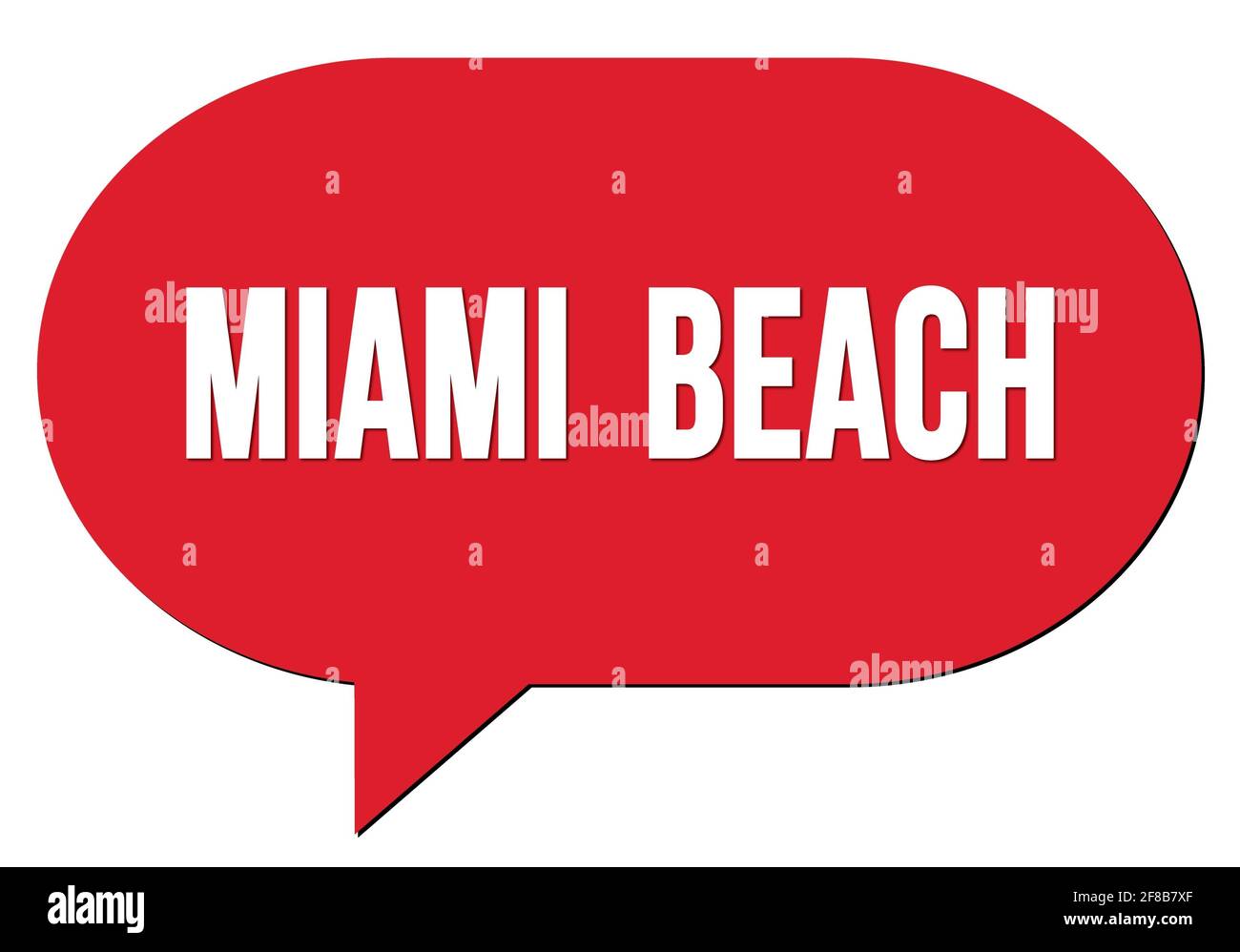 MIAMI BEACH text written in a red speech bubble stamp Stock Photo - Alamy