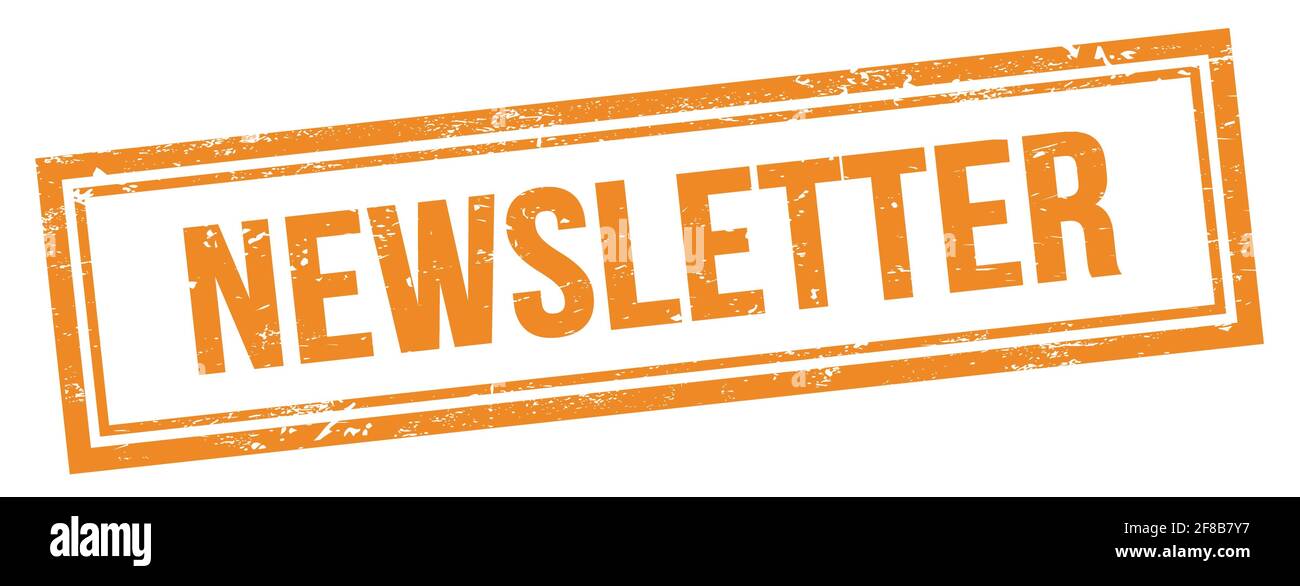 NEWSLETTER text on orange grungy vintage rectangle stamp Stock Photo ...