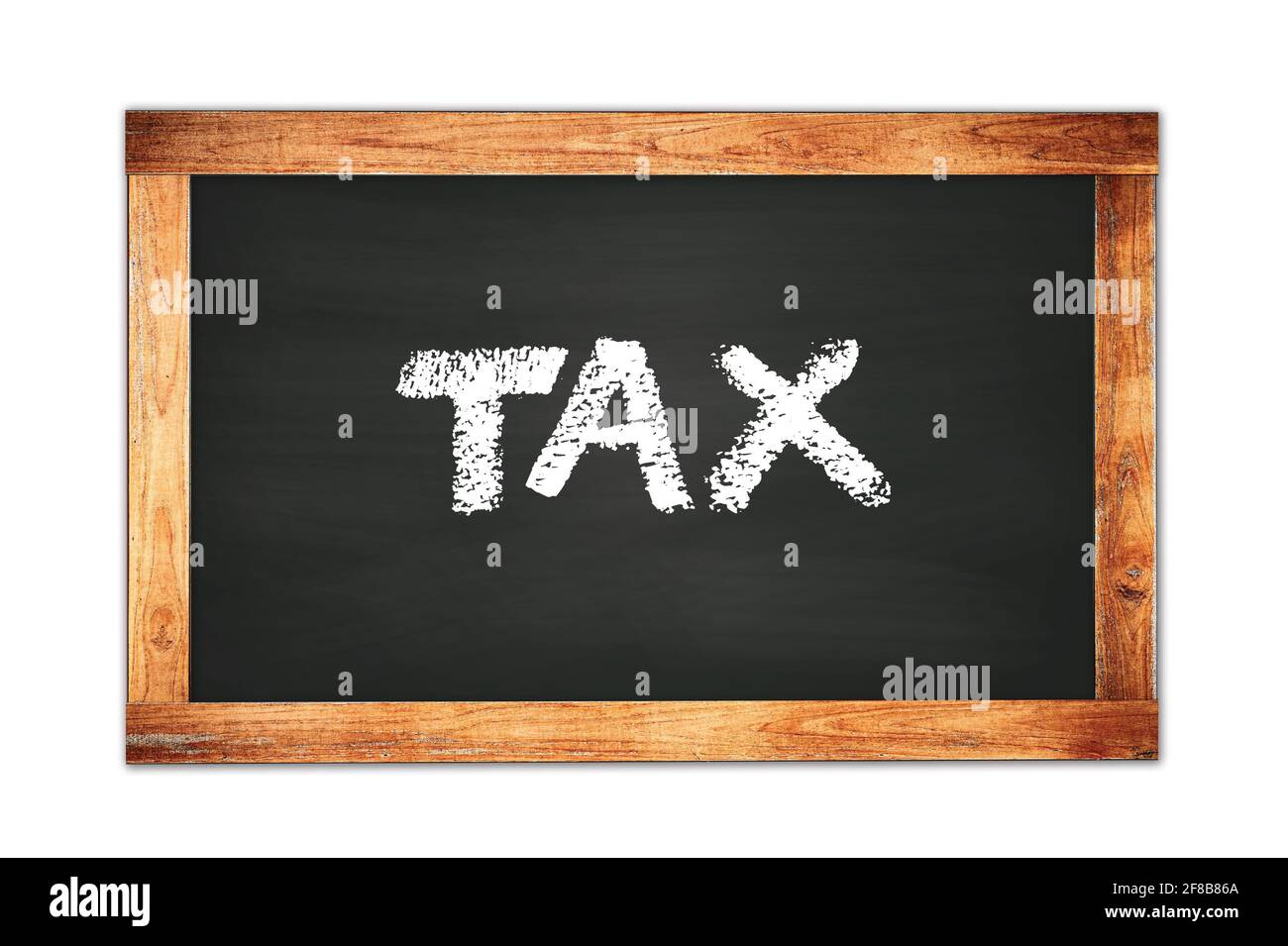 TAX text written on black wooden frame school blackboard Stock Photo ...