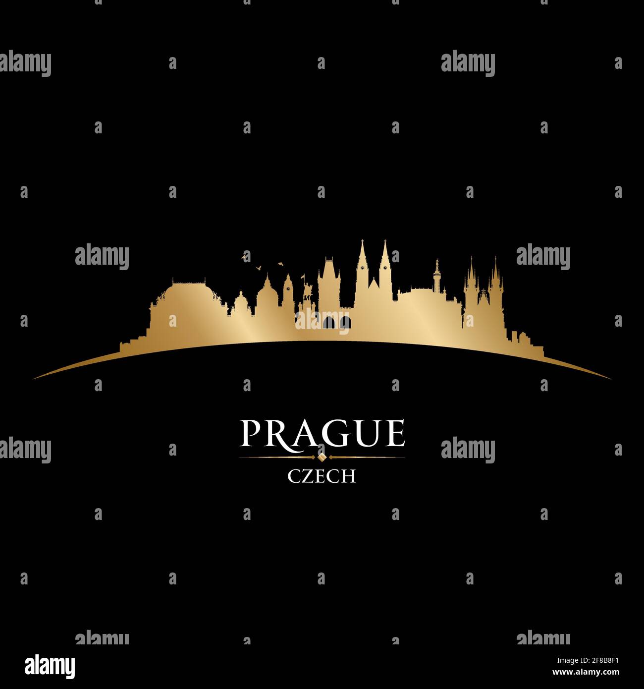 Prague Czech city skyline silhouette. Vector illustration Stock Vector ...