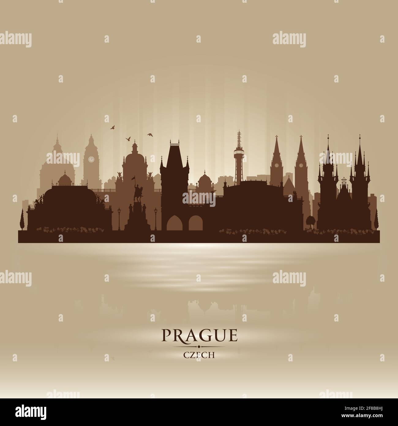 Prague Czech city skyline vector silhouette illustration Stock Vector ...