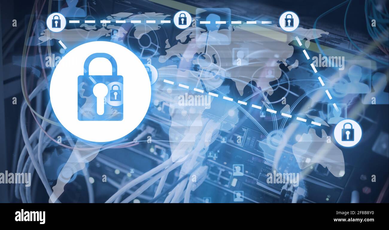 Composition of network of connections with online security padlocks on ...