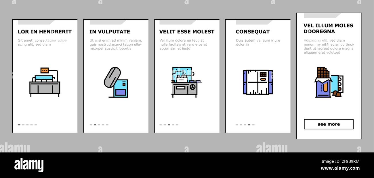 Chocolate Production Onboarding Icons Set Vector Stock Vector Image ...