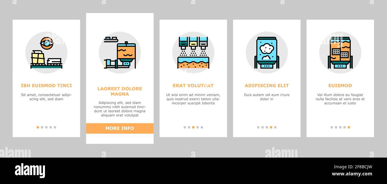 Paper Production Plant Onboarding Icons Set Vector Stock Vector Image ...