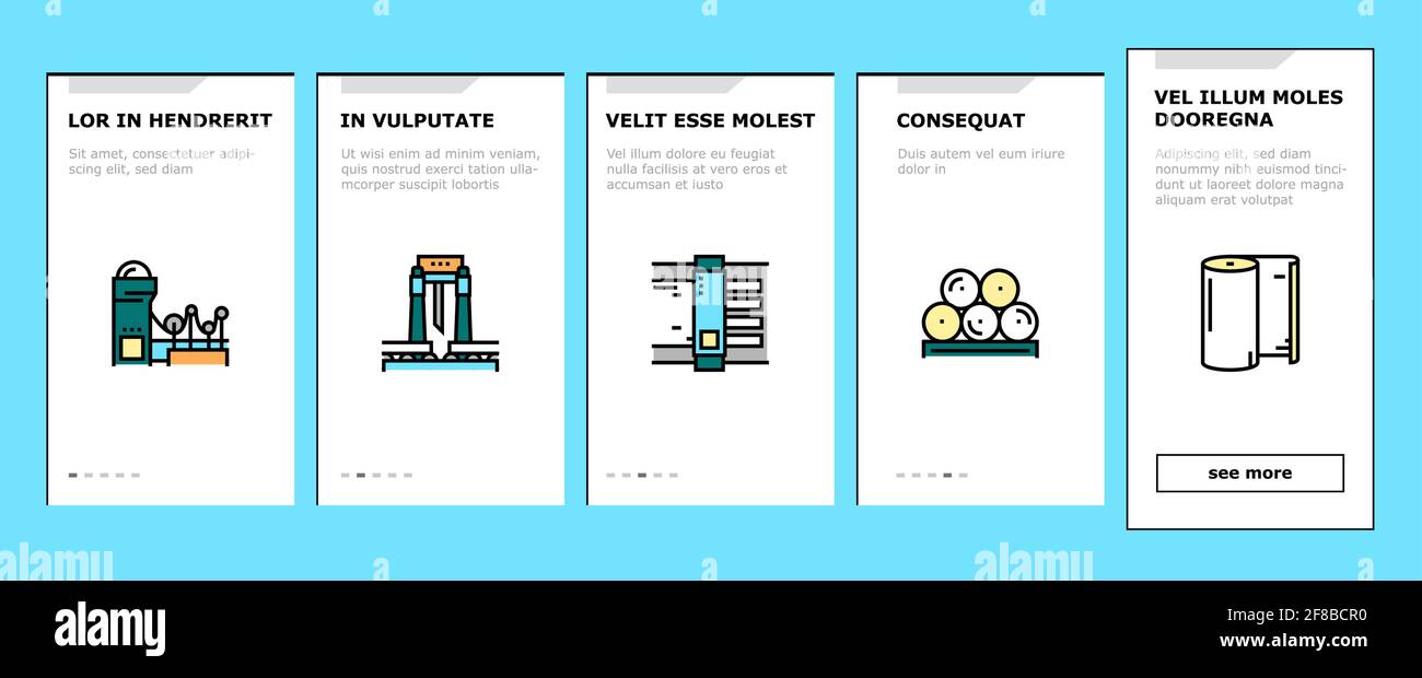 Paper Production Plant Onboarding Icons Set Vector Stock Vector Image ...