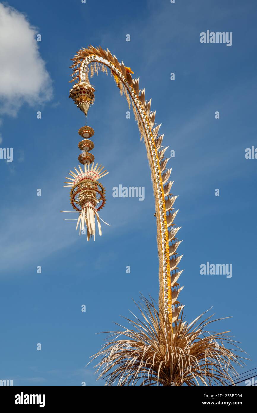 Penjor bamboo poles for Galungan celebration, Bali Island, Indonesia ...