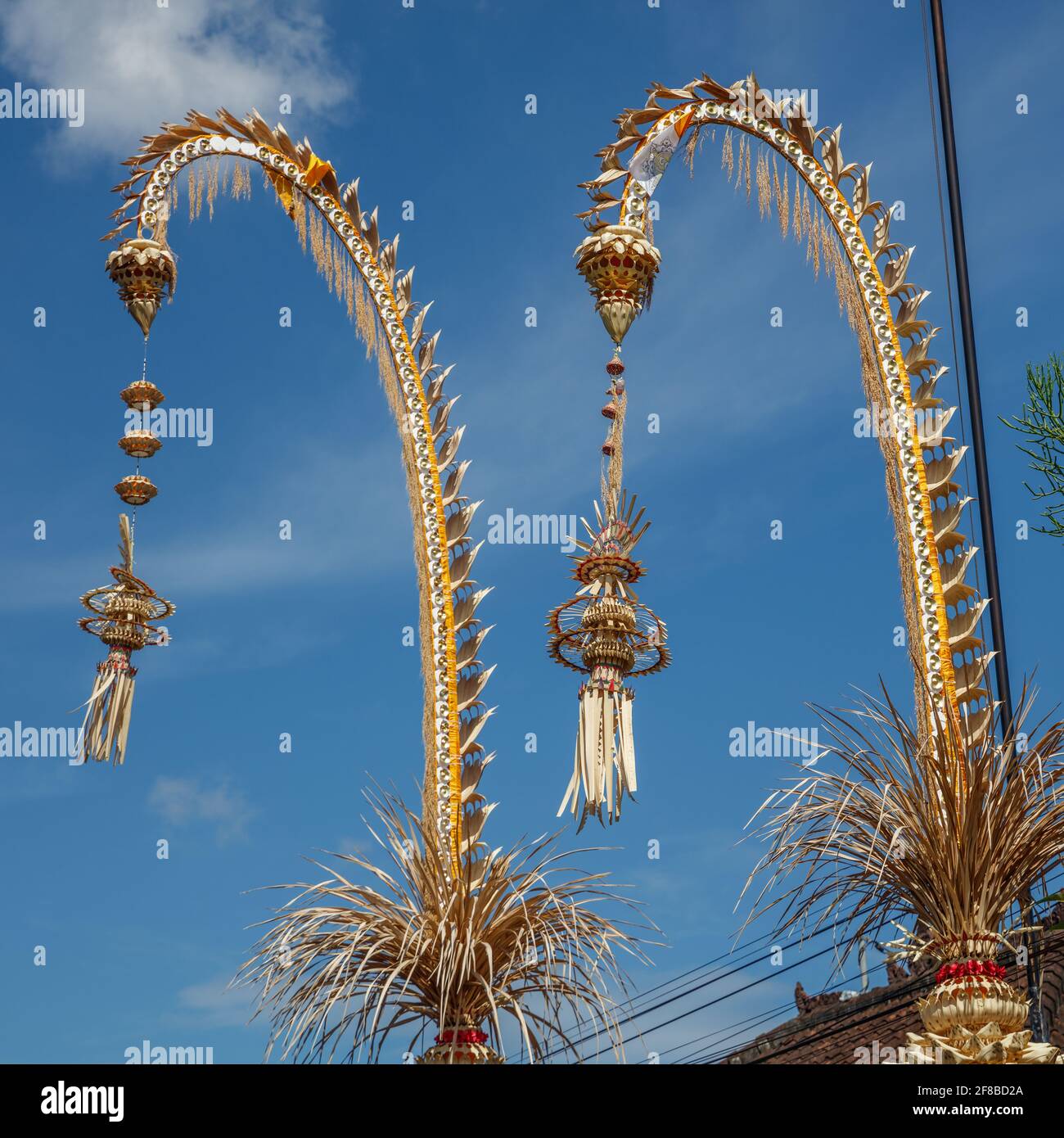 Penjor bamboo poles for Galungan celebration, Bali Island, Indonesia ...