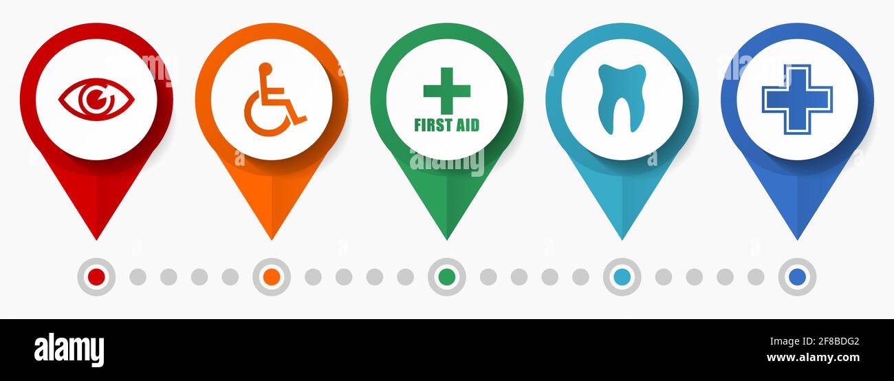 Health, medicine and hospital concept vector icon set, flat design ...