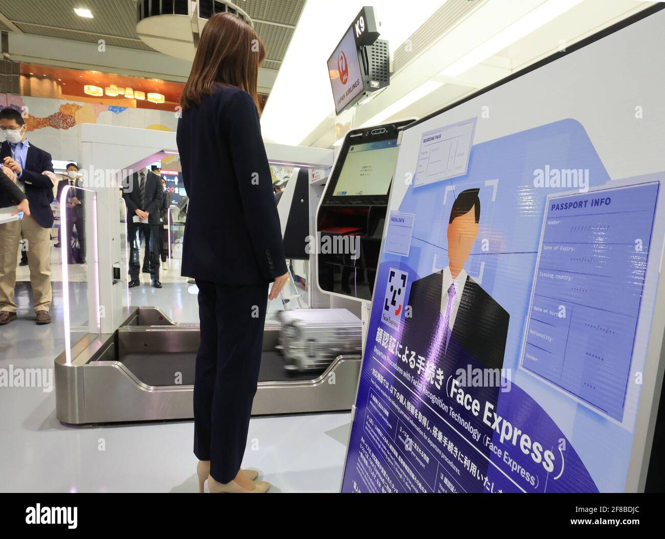 Narita, Japan. 13th Apr, 2021. A model demonstrates to drop her baggage ...