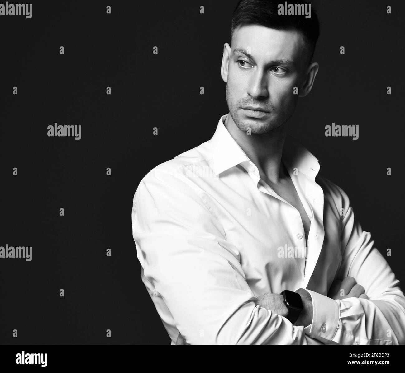 Manager in suit standing Black and White Stock Photos & Images - Alamy