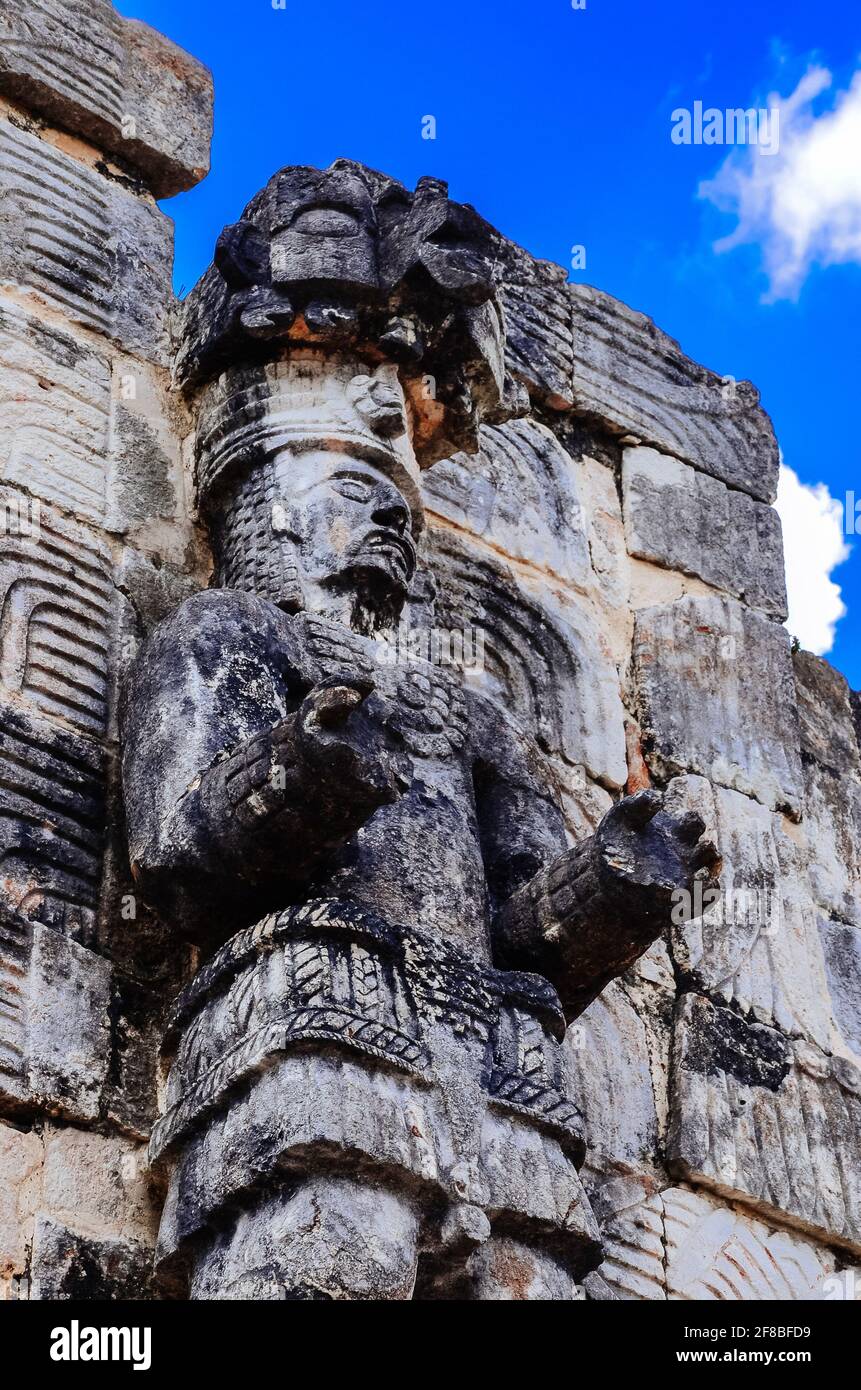 Statue at the Palace of the Masks (Codz Poop), Kabah Archaeological ...
