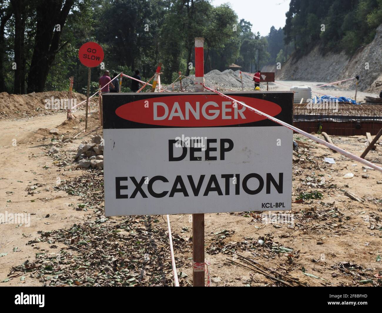 DARJEELING, INDIA - Apr 02, 2021: Danger deep excavation sign at ...