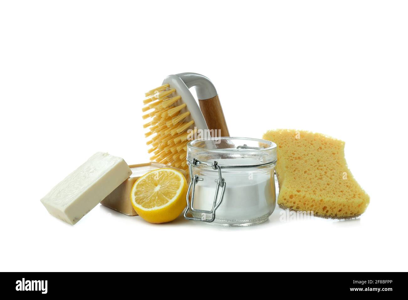 Group of cleaning tools isolated on white background Stock Photo - Alamy