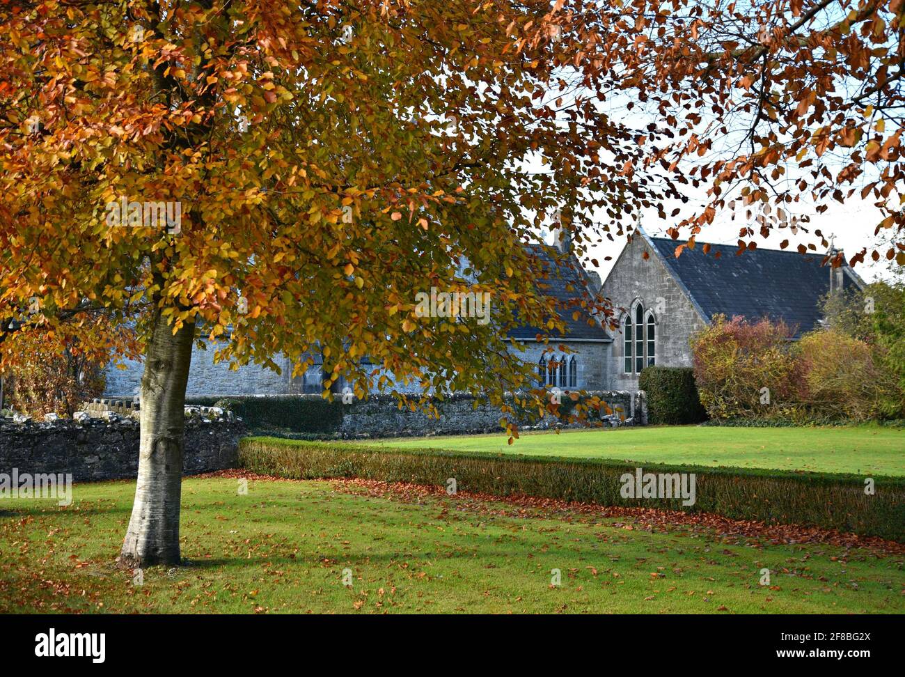 Landscape with scenic view of the Medieval Gothic Revival style Holy ...