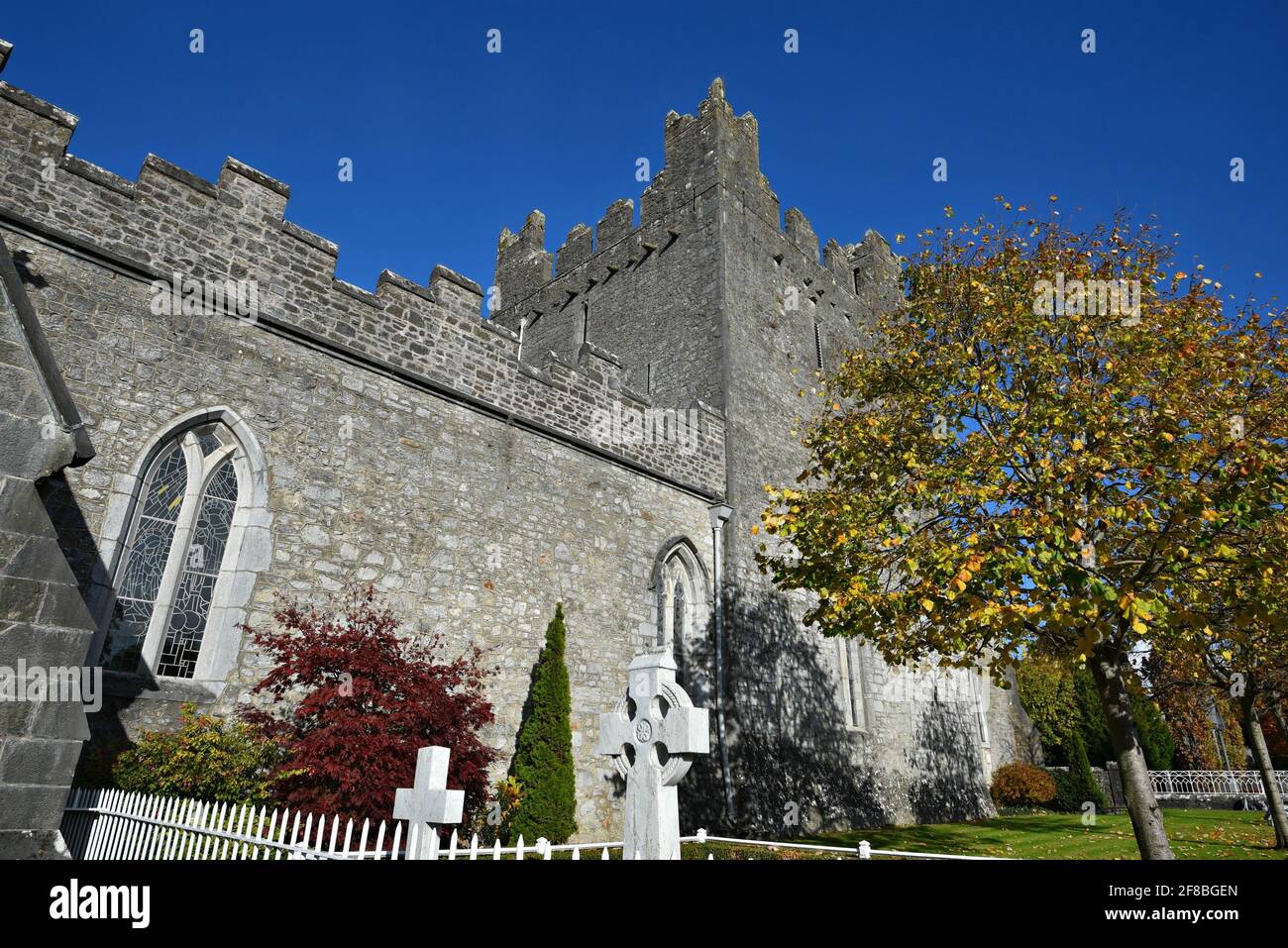 Exterior stone walls scenic view of the Medieval Gothic Revival style ...