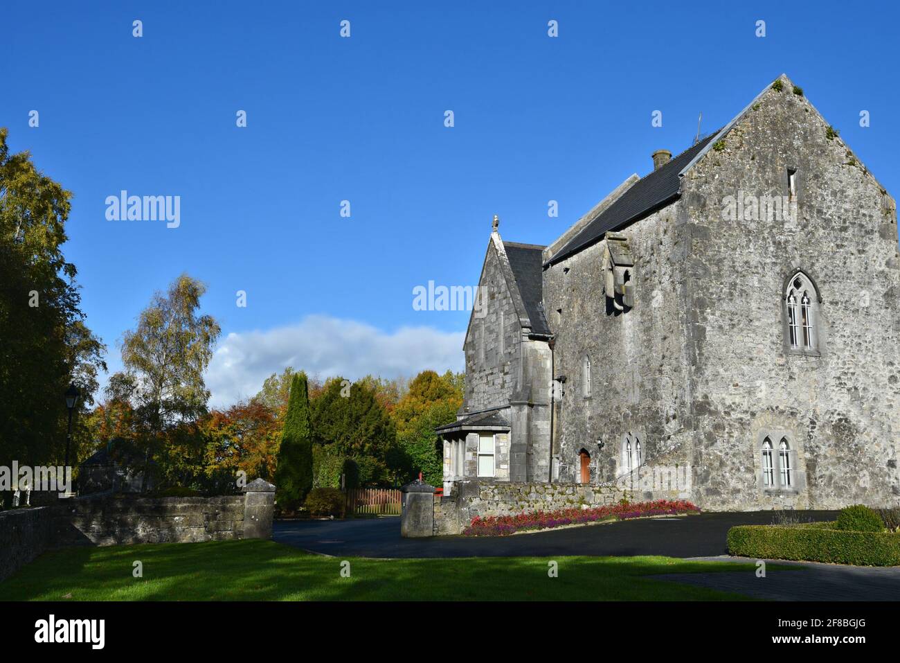 Landscape with scenic view of the Medieval Gothic Revival style Holy ...