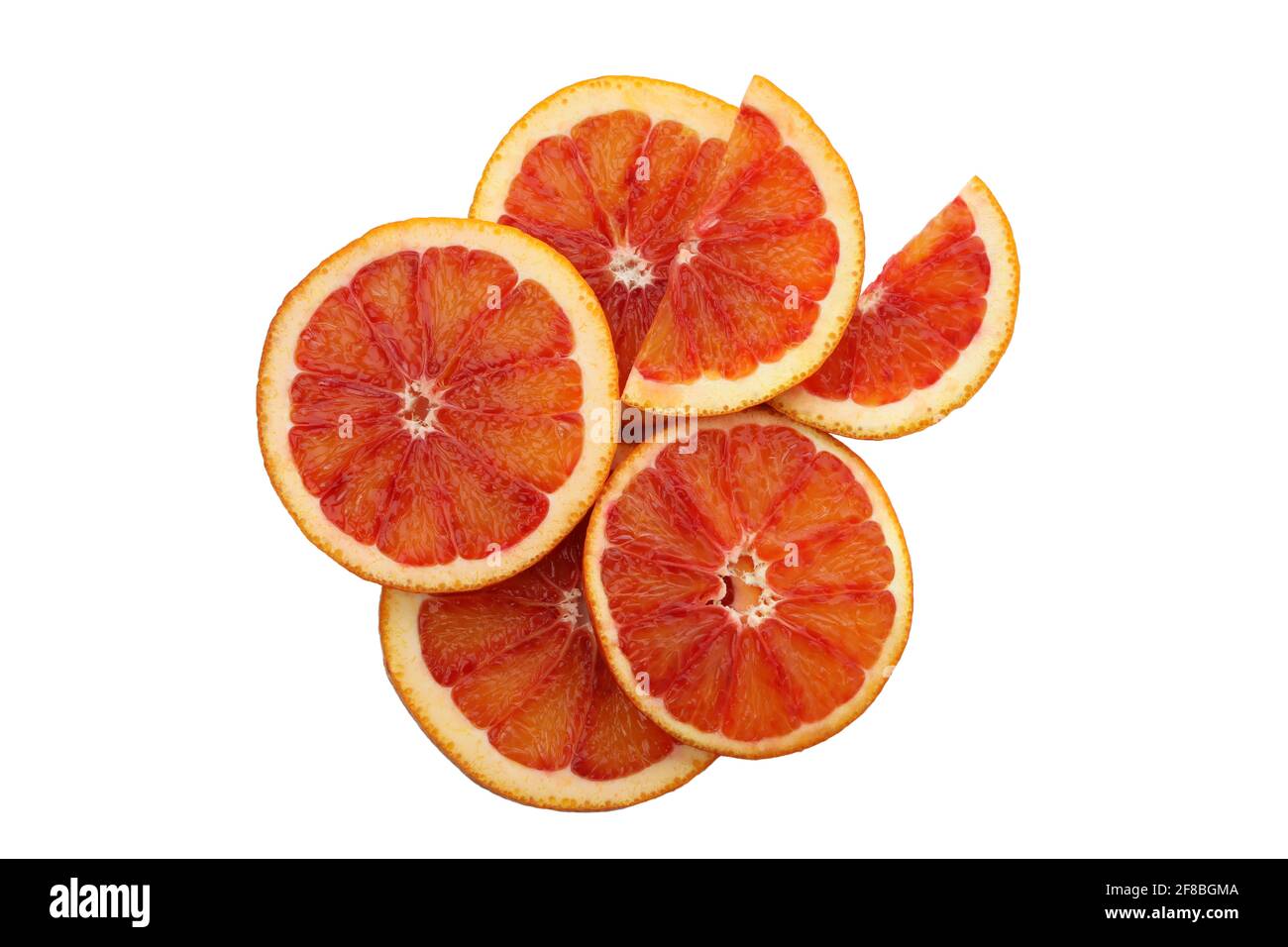 Red orange slices isolated on white background Stock Photo - Alamy
