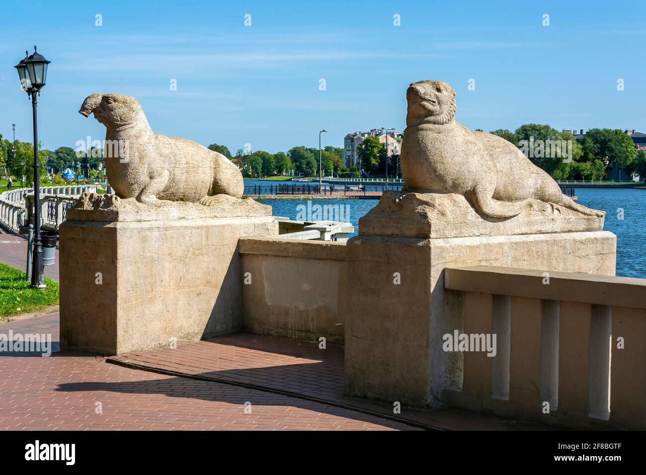 Kaliningrad, historical statues of marine animals made of artificial ...