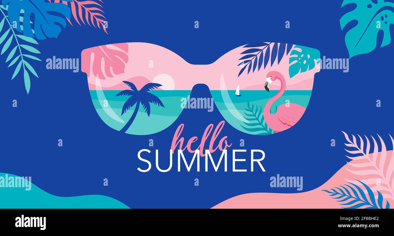 Summer time fun concept design. Creative background of landscape ...