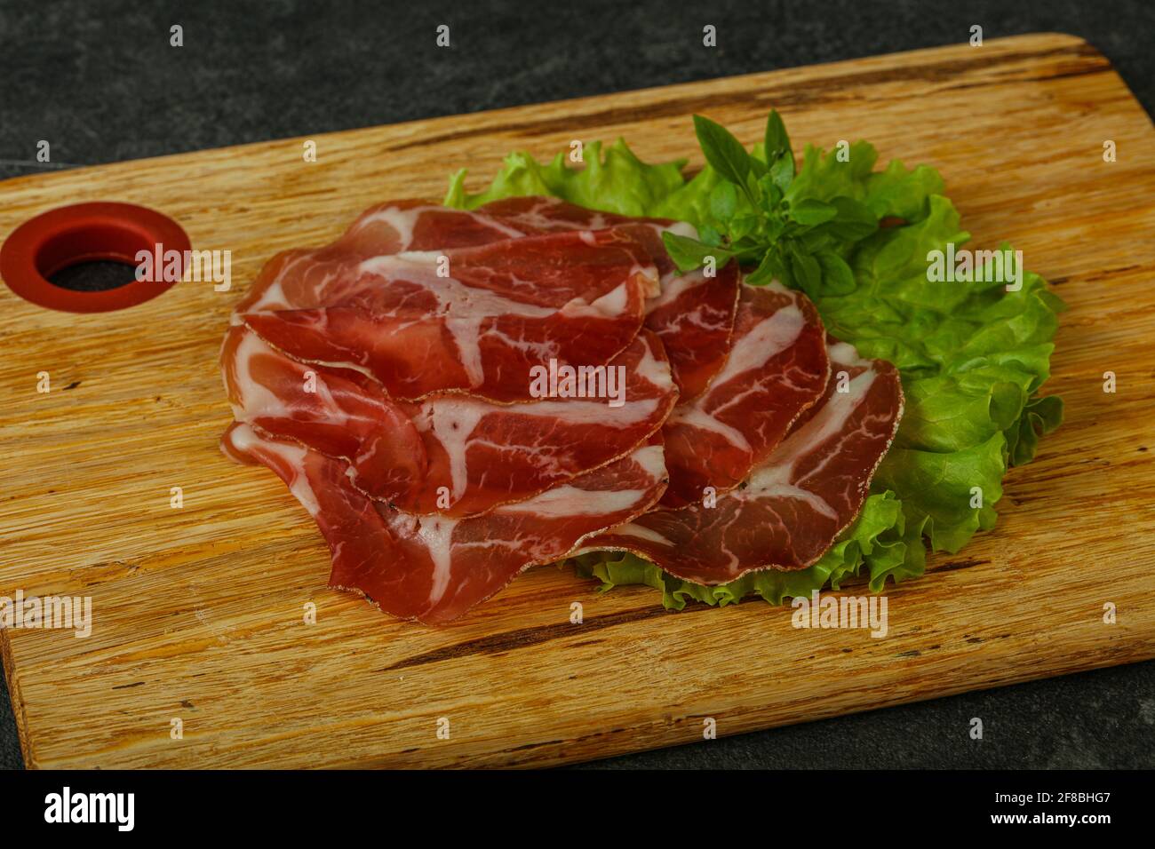 Delicous Smoked pork neck slices snack Stock Photo - Alamy