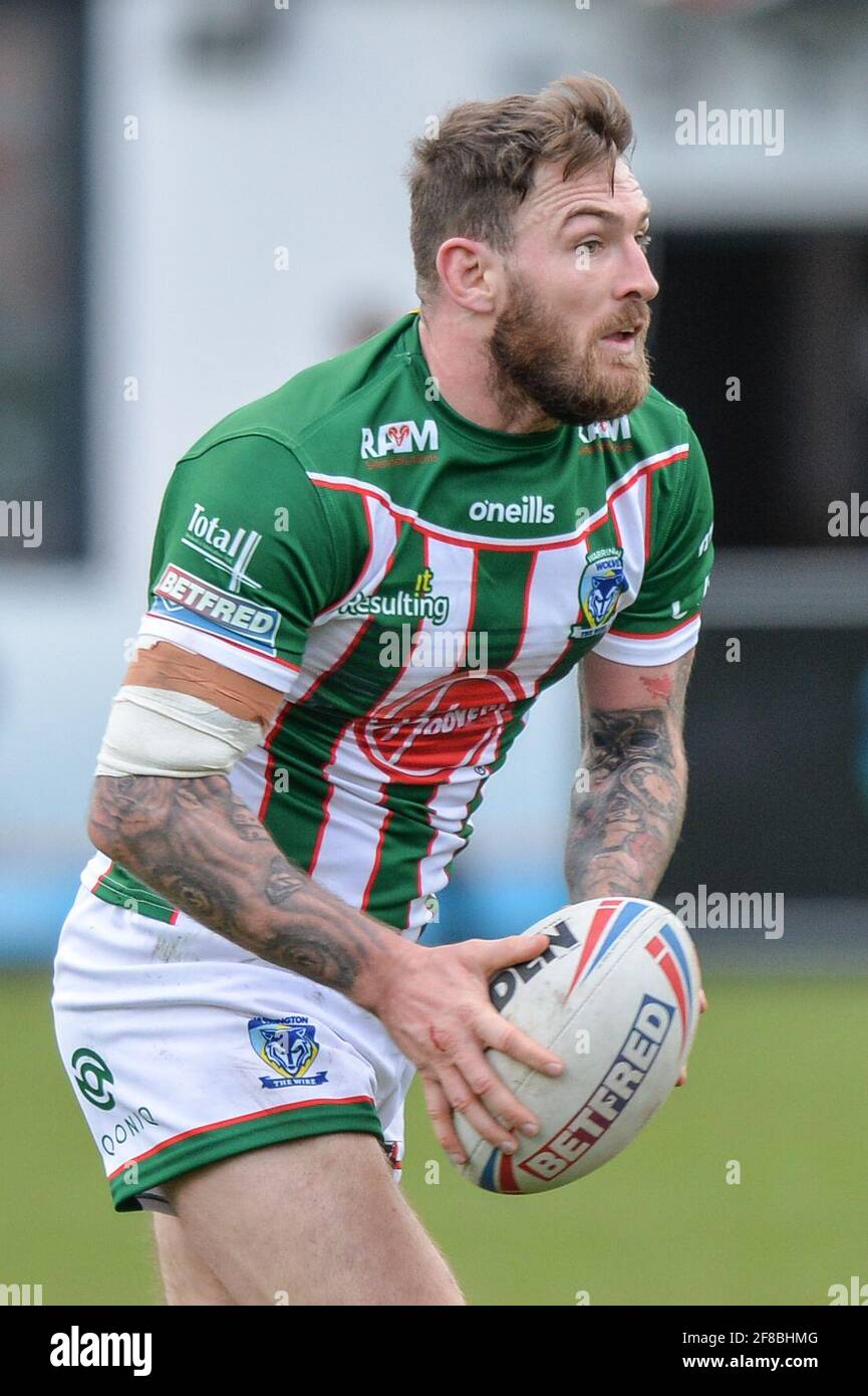 Sale, England - 11th April 2021 - Daryl Clark (9) of Warrington Wolves ...