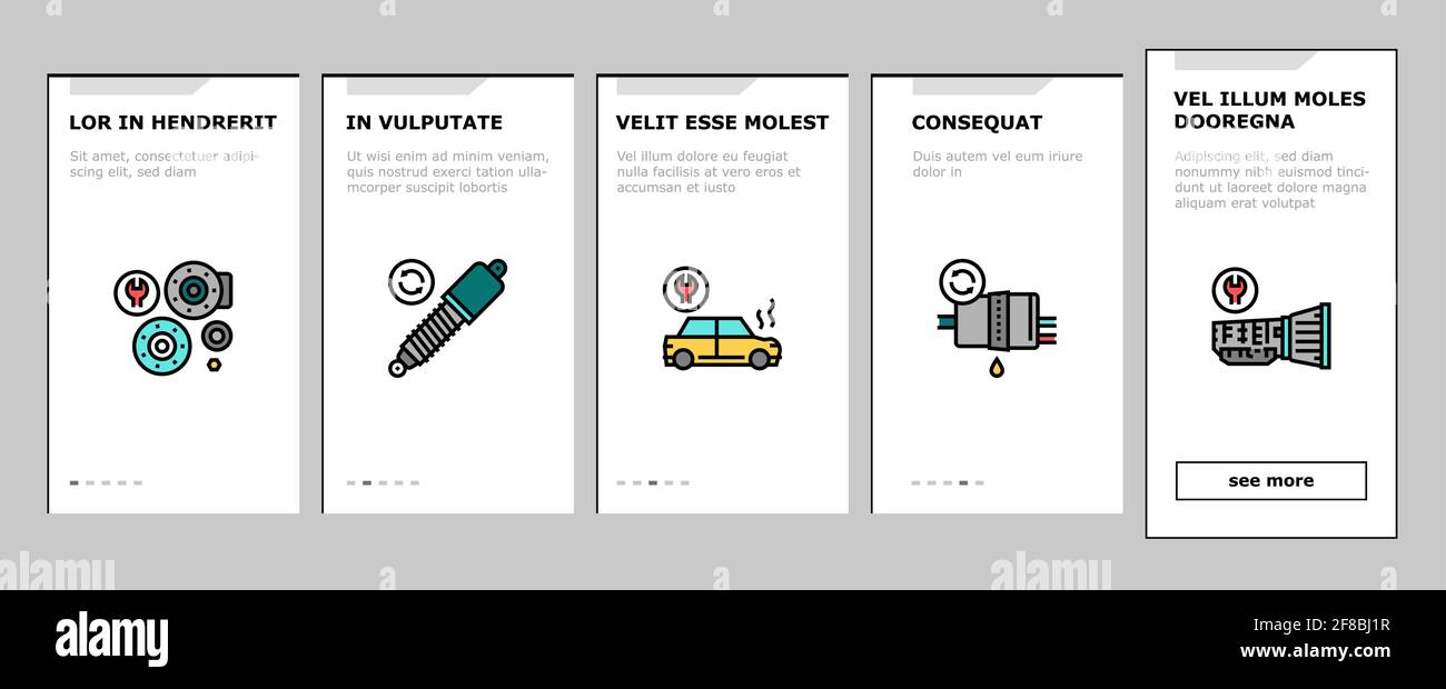 Car Service Garage Onboarding Icons Set Vector Stock Vector Image & Art ...