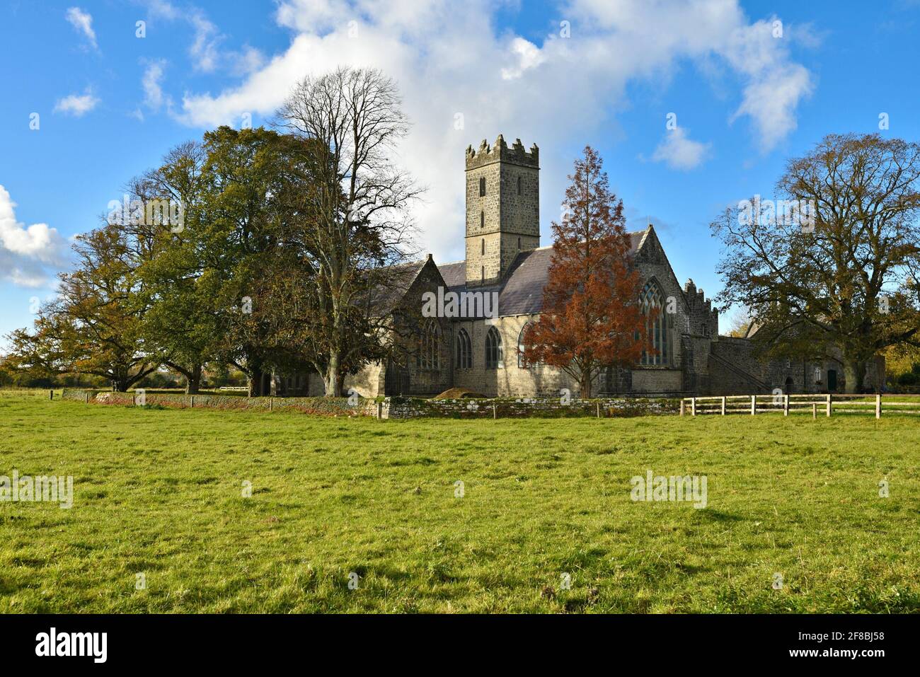 Autumn landscape with panoramic view of the Medieval Augustinian Friary ...