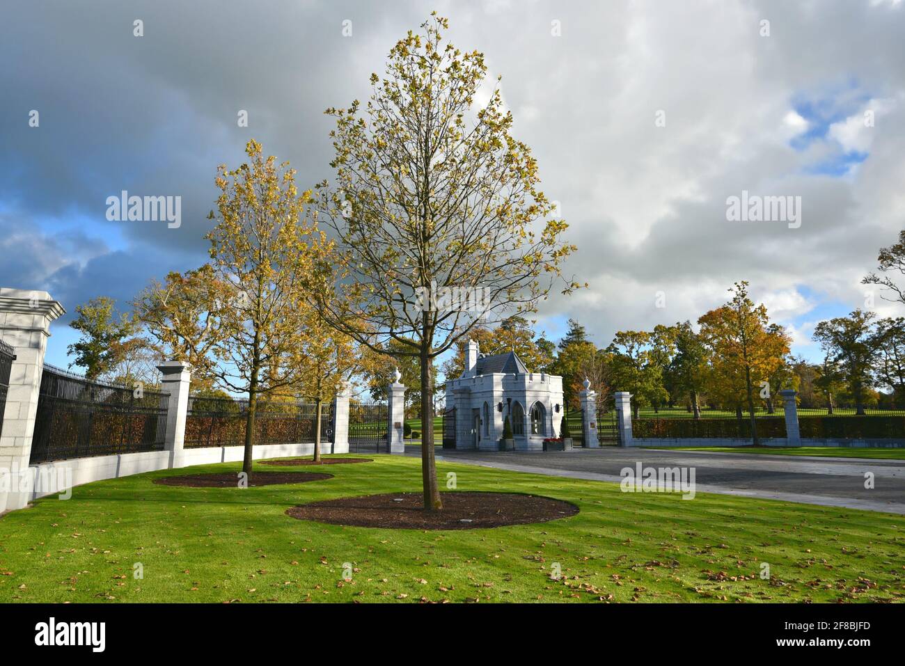 Landscape with scenic main entrance and gardens view of the luxury golf ...