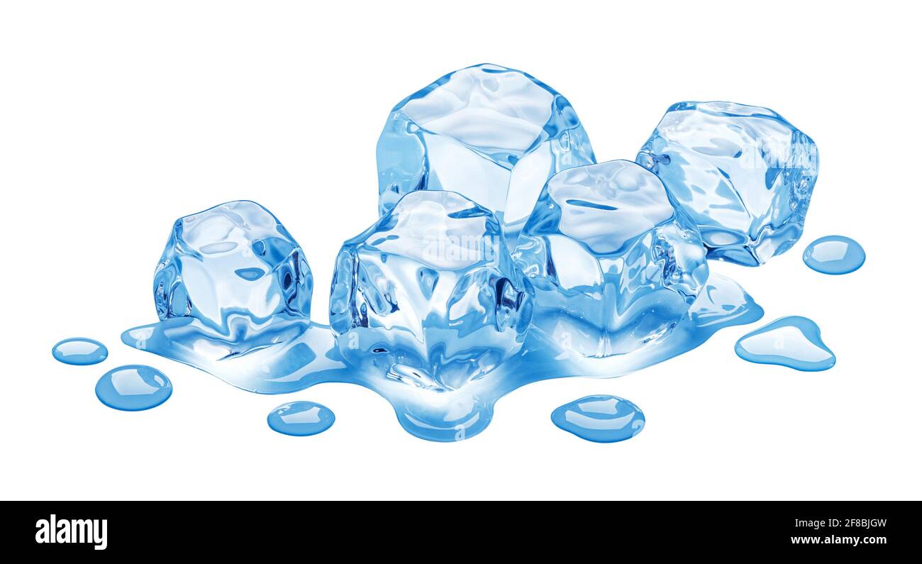 Melting ice cubes isolated on white background Stock Photo - Alamy