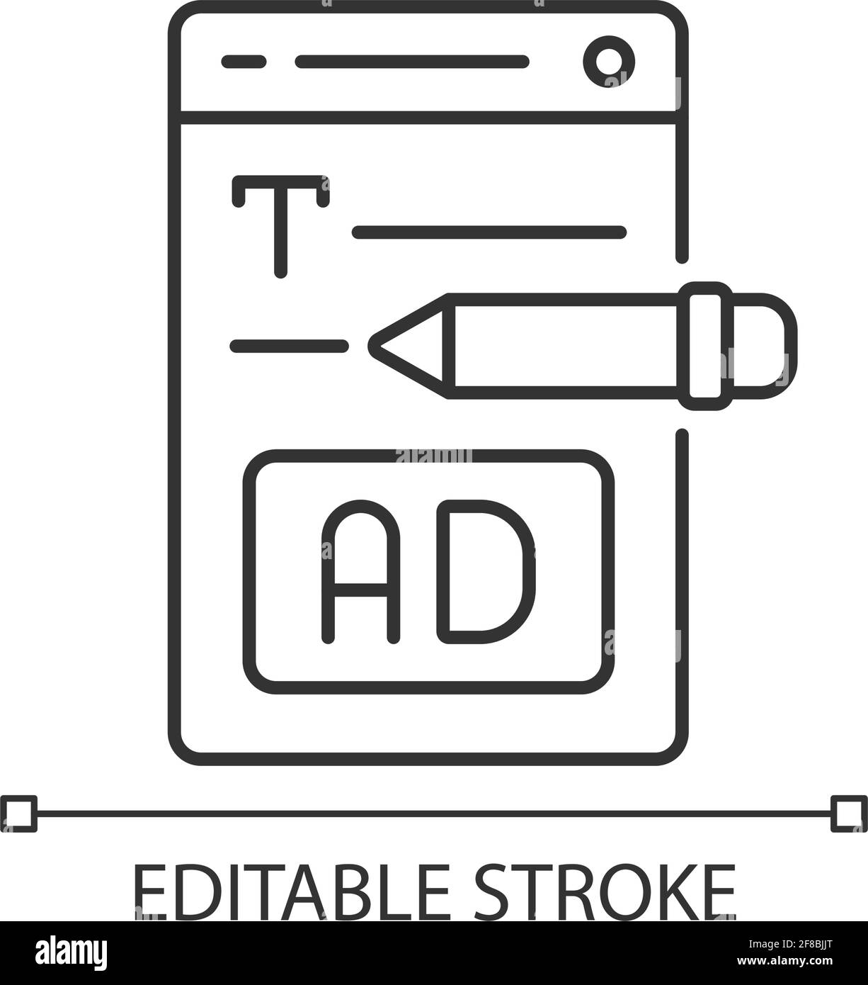 Writing text ads linear icon Stock Vector Image & Art - Alamy