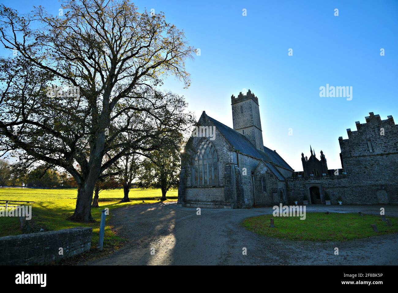 Autumn landscape with panoramic view of the Medieval Augustinian Friary ...