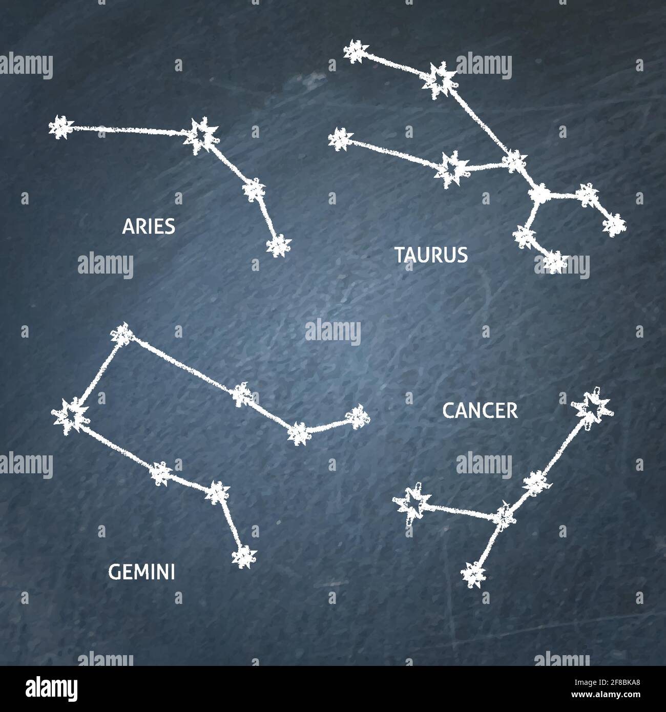 Zodiac constellation symbols collection. Connected shining stars on ...