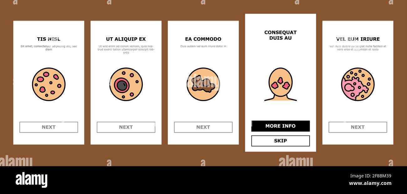 Skin Disease Symptom Onboarding Icons Set Vector Stock Vector Image ...