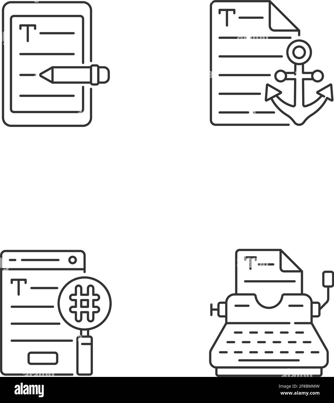 Copy writing linear icons set Stock Vector Image & Art - Alamy