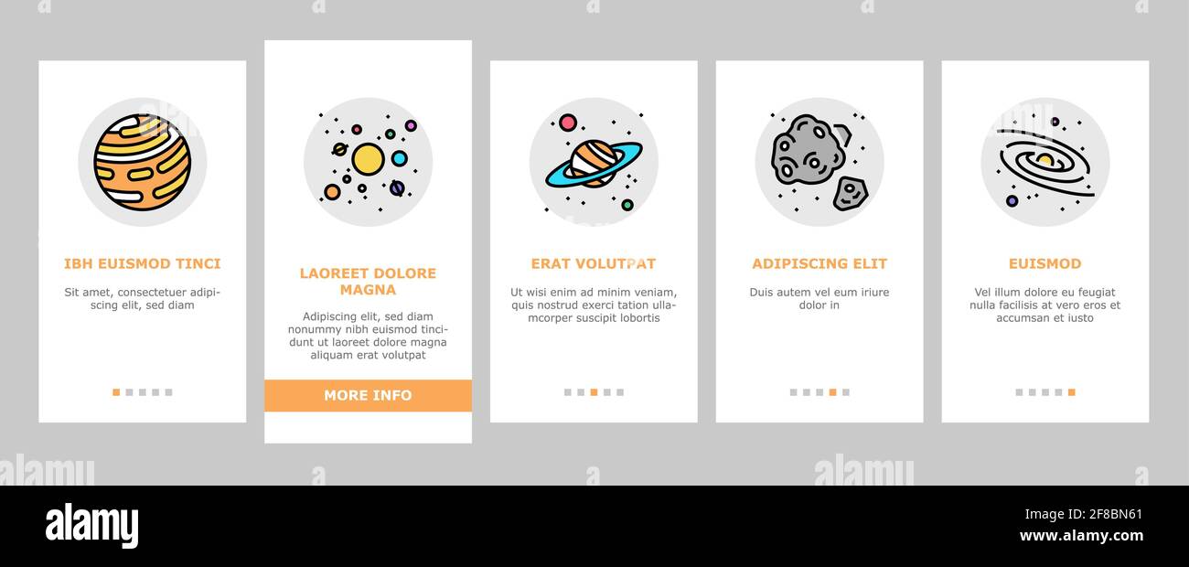Galaxy System Space Onboarding Icons Set Vector Stock Vector Image ...