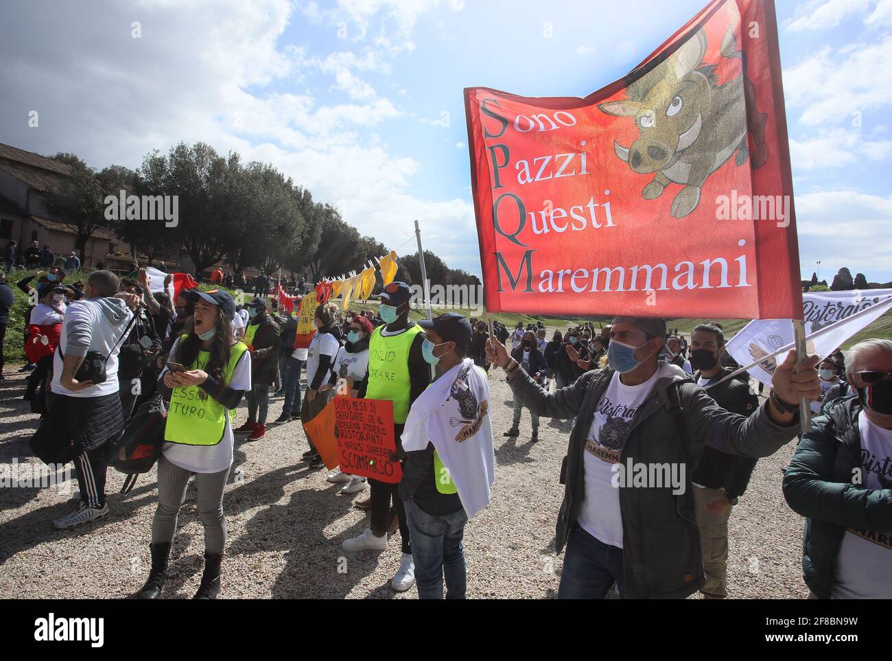Rome, Italy. 13th Apr, 2021. Rome, Manifestation of restaurateurs and ...
