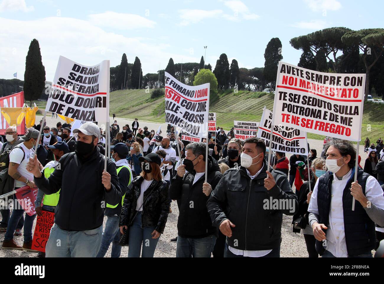 Rome, Italy. 13th Apr, 2021. Rome, Manifestation of restaurateurs and ...