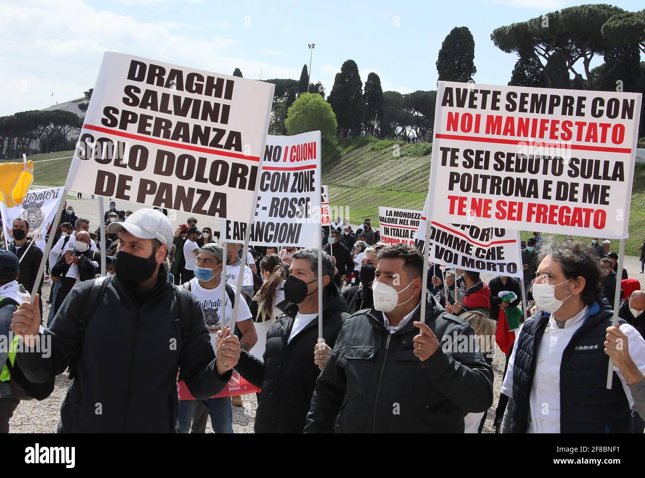 Rome, Italy. 13th Apr, 2021. Rome, Manifestation of restaurateurs and ...